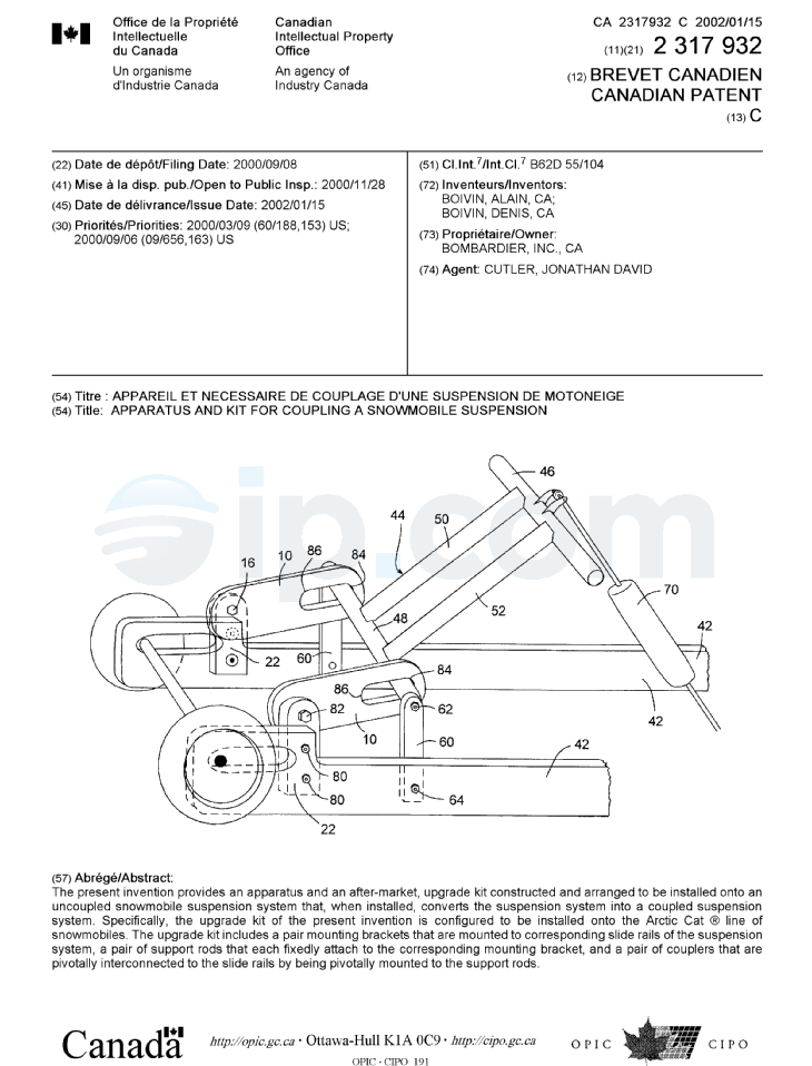 Snowmobile suspension system (US) – AD Boivin Design Inc